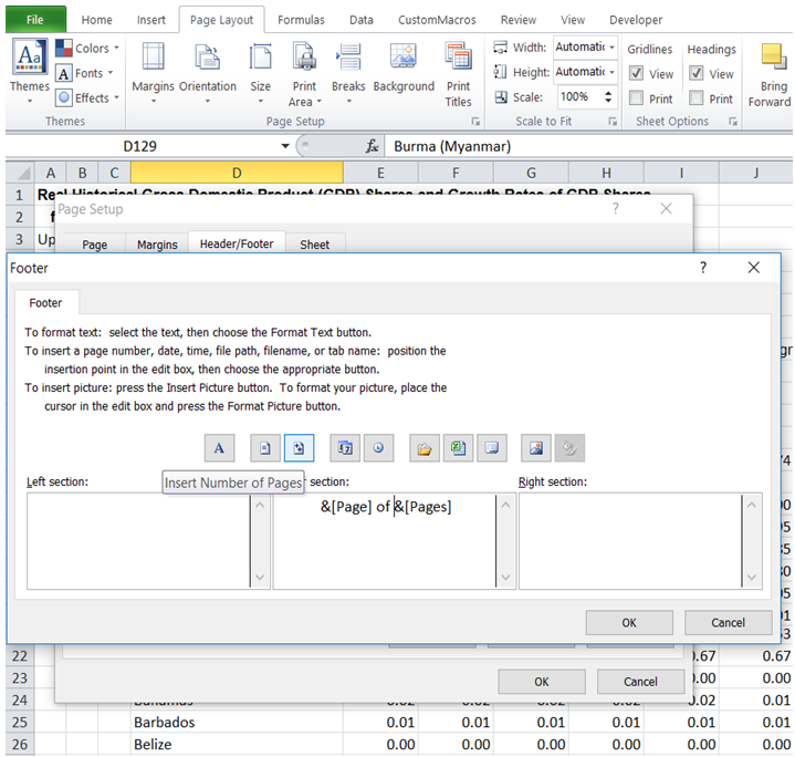 ExcelMadeEasy Add Footer With Automatic Page Numbering In Excel