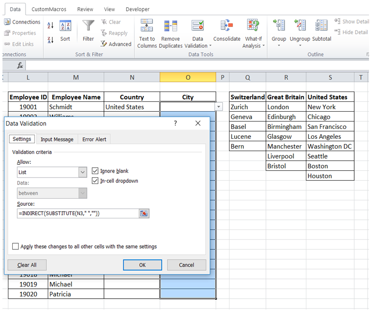 Multiple Dependent Drop Down List Excel Template