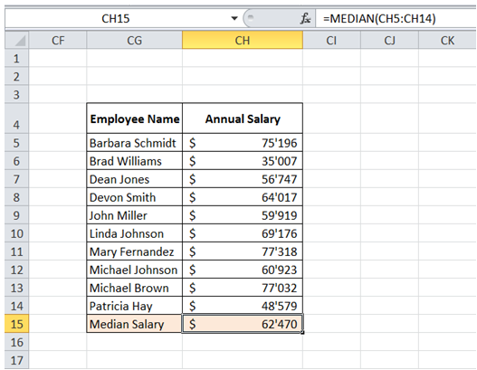 ExcelMadeEasy Median Salary Value In Range In Excel