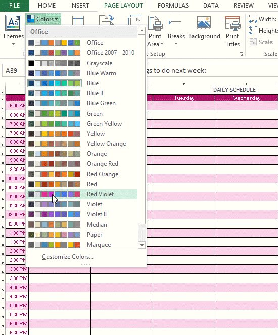Daily Schedule Excel Template