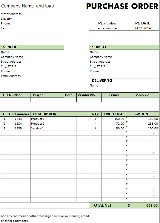 Excel Simple Order Form Template Excel Templates
